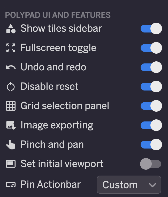 Authoring Mode: Global Settings – Polypad