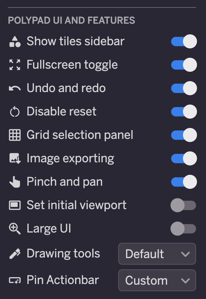 Authoring Mode: Global Settings – Polypad